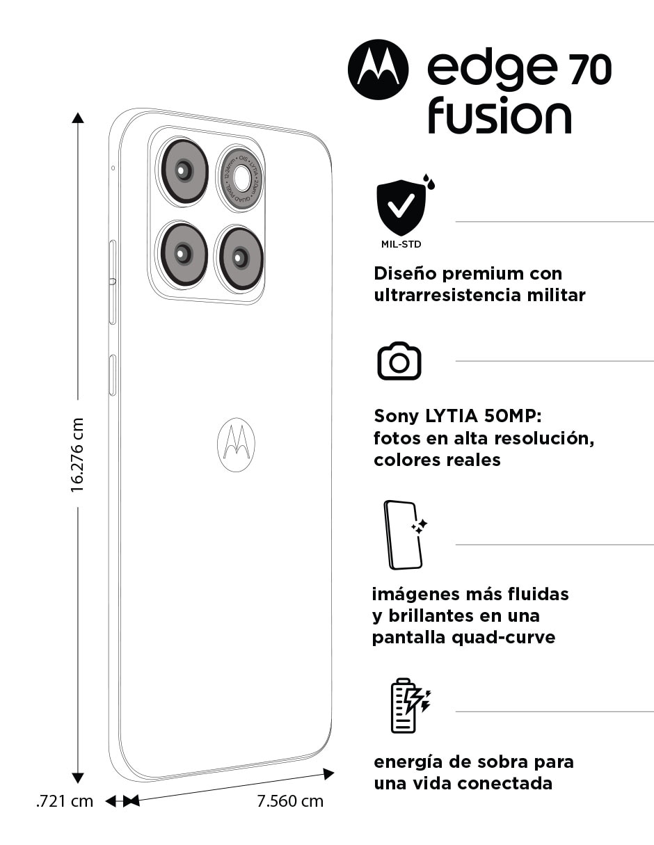 Motorola edge 70 fusion + moto buds bass poled 6.78 pulgadas at&t 2